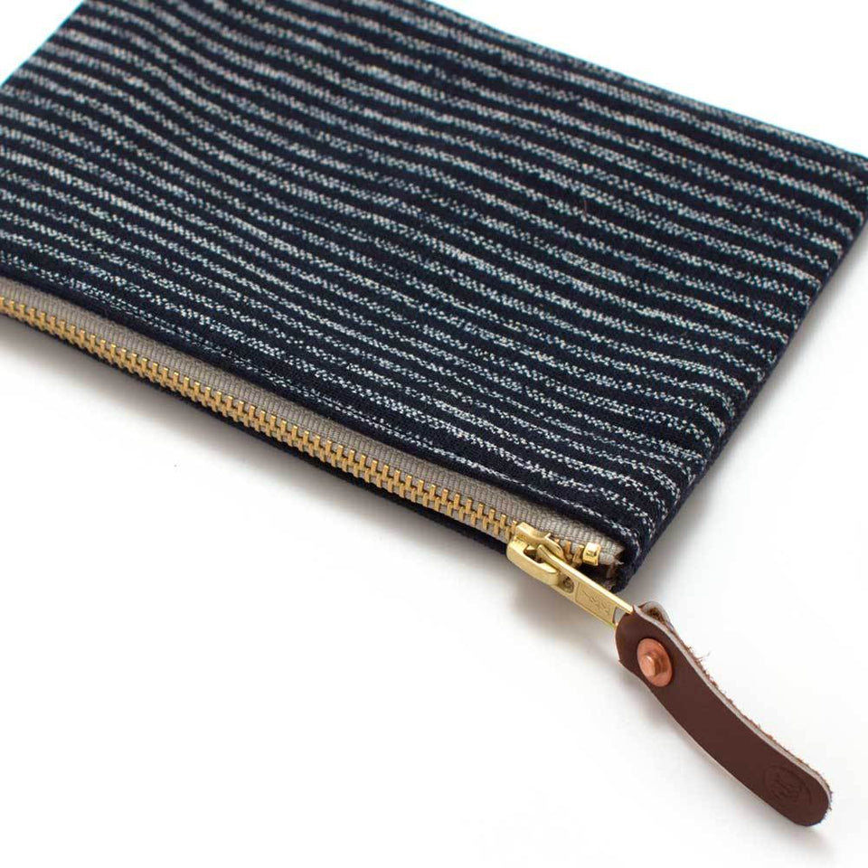 Japanese Indigo Chalk Stripe Zipper Pouch – General Knot & Co.